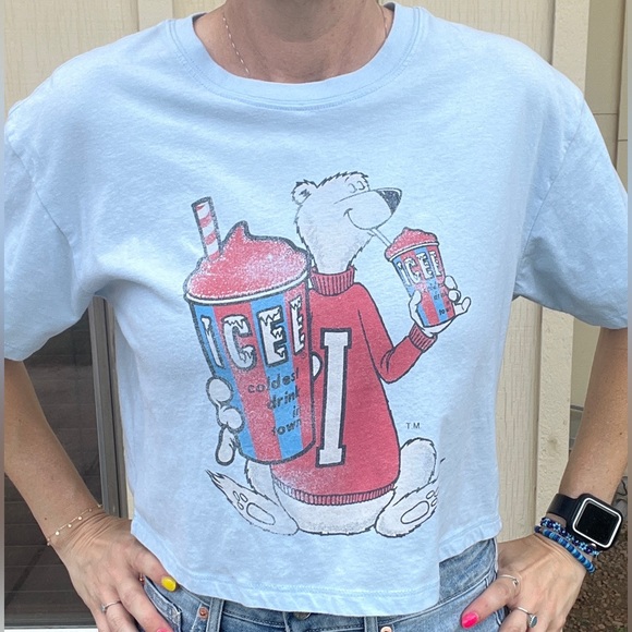 ICEE | Tops | Icee Retro Blue Faded Logo Tshirt | Poshmark